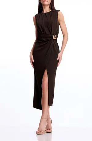 Dress The Population Mikey Slit Jersey Midi Dress