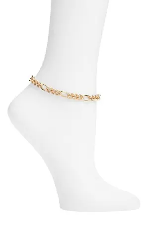 OPEN EDIT Textured Curb Chain Anklet - Gold