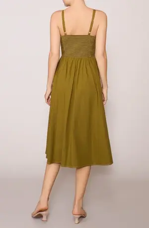 MELLODAY Contrast Stitched Poplin Midi Dress