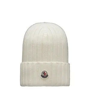 Moncler Logo Patch Ribbed Beanie