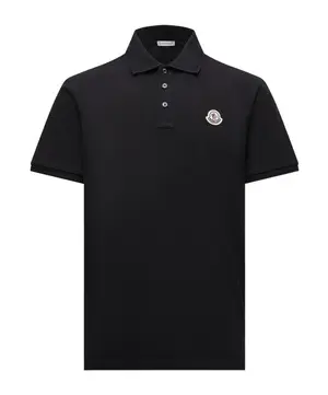 Moncler Logo Patch Short-sleeved Polo Shirt - Black