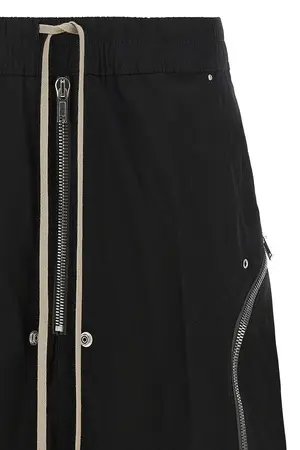 Rick Owens Cotton Poplin Drawstring Zip Detail Bermuda Shorts