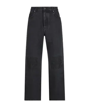 Loewe Embroidered Wide-leg Jeans - Black