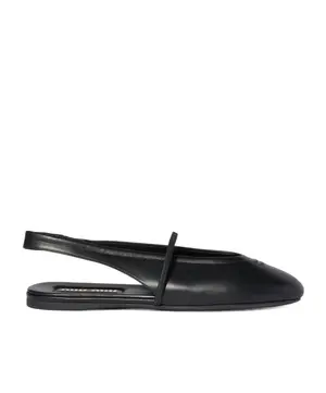 Miu Miu Leather Slingback Ballerinas - Black