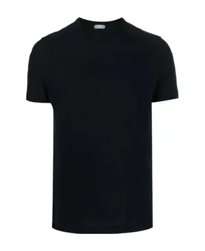 ZANONE Short-sleeved Straight-hem Crewneck T-shirt - Black