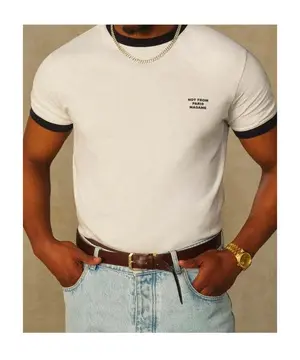 Drole De Monsieur Drôle De Contrast Trim Slogan T-shirt - White