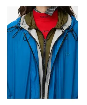 Loewe Logo Zip-up Hooded Jacket - Blue