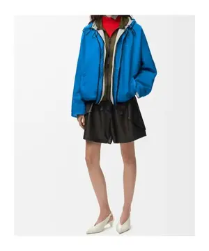 Loewe Logo Zip-up Hooded Jacket - Blue