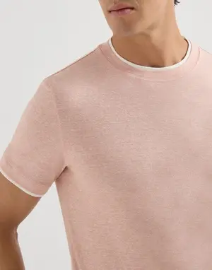 Brunello Cucinelli Linen And Cotton Jersey Crew Neck T-shirt With Faux-layering