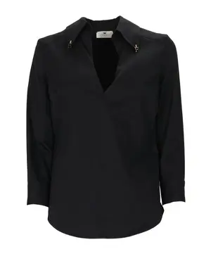 Elisabetta Franchi Stretch Shirt With Gold-tone Hardware - Black