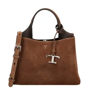 TOD'S T Timeless Suede Tote Bag - Brown