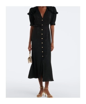 Alessandra Rich Belted Silk Jacquard Midi Dress