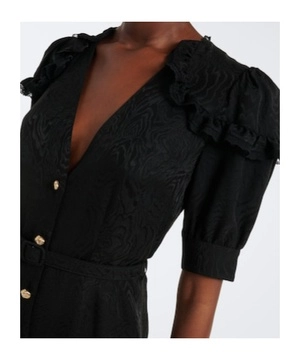Alessandra Rich Belted Silk Jacquard Midi Dress