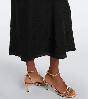 Alessandra Rich Belted Silk Jacquard Midi Dress