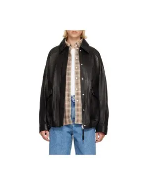 RÓHE Long Sleeve Leather Jacket - Black