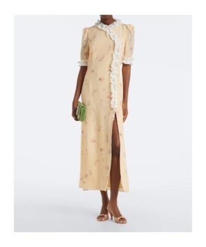 Alessandra Rich Floral Ruffled Silk Midi Dress