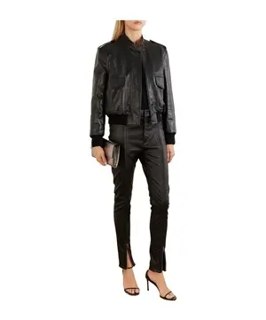TOM FORD Shiny Leather Stand-collar Bomber Jacket