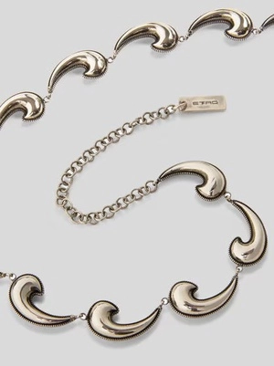 Etro Curved-link Necklace With Paisley Motif