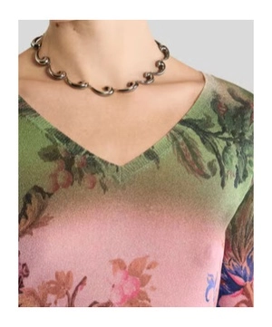 Etro Curved-link Necklace With Paisley Motif