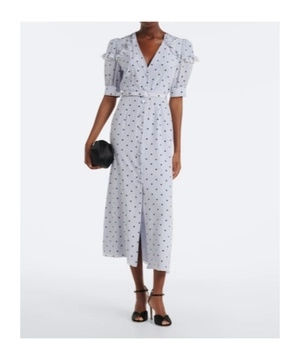 Alessandra Rich Belted Polka-dot Silk Midi Dress