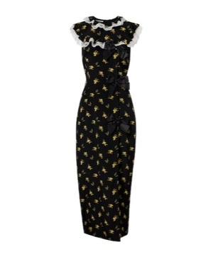 Alessandra Rich Floral Silk Gown With Bow Detail