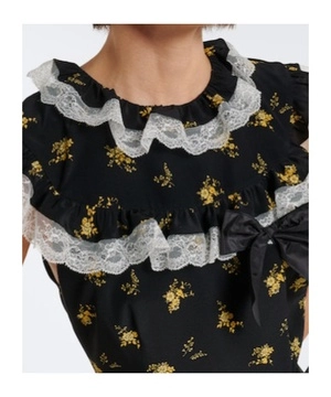 Alessandra Rich Floral Silk Gown With Bow Detail