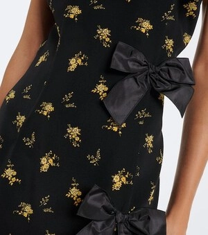 Alessandra Rich Floral Silk Gown With Bow Detail