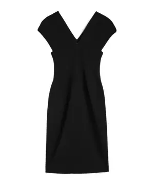 JIL SANDER Wool Sablé V-neck Dress - Black