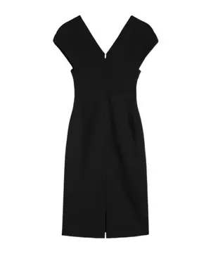 JIL SANDER Wool Sablé V-neck Dress