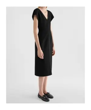JIL SANDER Wool Sablé V-neck Dress