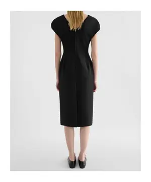 JIL SANDER Wool Sablé V-neck Dress