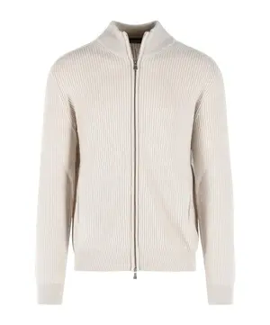 GRAN SASSO Stand-collar Zip-up Cardigan - Beige