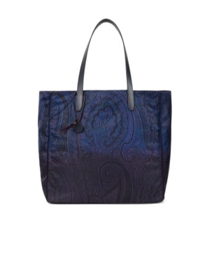 Etro Unfold Me Nylon Tote Bag With Degradé Arnica Motif - Blue