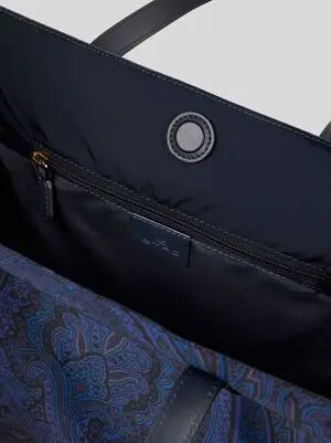 Etro Unfold Me Nylon Tote Bag With Degradé Arnica Motif - Blue