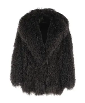 BLANCHA Long Sleeve Fur Jacket - Brown