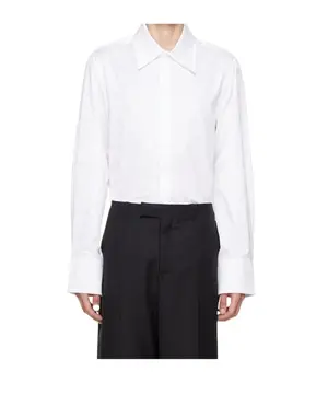 MARINE SERRE Logo-patch Cotton Shirt - White