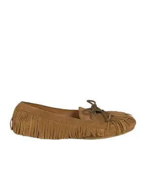 VIC MATIE Fringed Loafer Flat Shoes - Brown