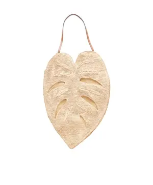 Staud Light Beige Heart-shaped Straw Bag