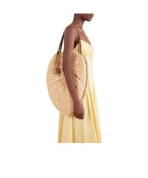 Staud Light Beige Heart-shaped Straw Bag