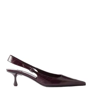 JIMMY CHOO Shiny Croc Effect Slingback Pumps - Black
