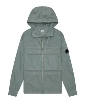 C.P. COMPANY Hooded Zip-up Jacket With Chest Pocket - Gray