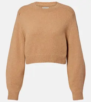 Khaite Masie Cropped Wool And Cashmere Sweater - Beige