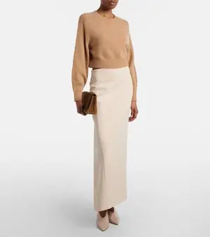 Khaite Masie Cropped Wool And Cashmere Sweater - Beige