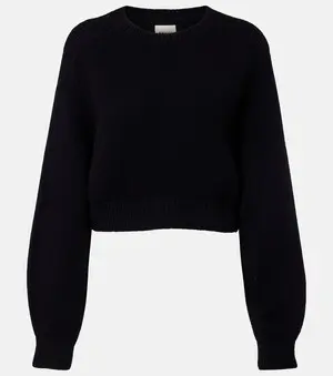Khaite Masie Cropped Wool And Cashmere Sweater - Black