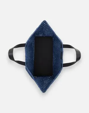 ANINE BING Rio Large Woven Tote Bag - Navy Blue