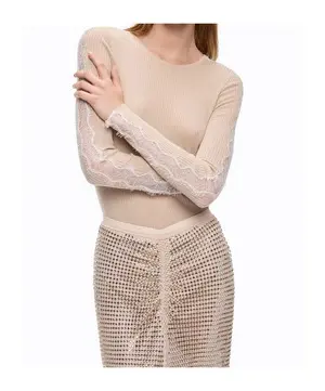 Pinko Ribbed Sweater With Lace