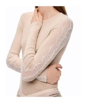 Pinko Ribbed Sweater With Lace