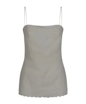 Magda Butrym Embroidered Lace Trim Top - Gray
