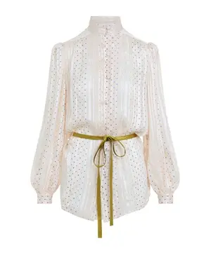 Valentino Garavani All-over Star Printed Belted Shirt - Ivory