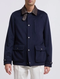 Brunello Cucinelli Snap-front Stand Collar Coat - Dark Blue